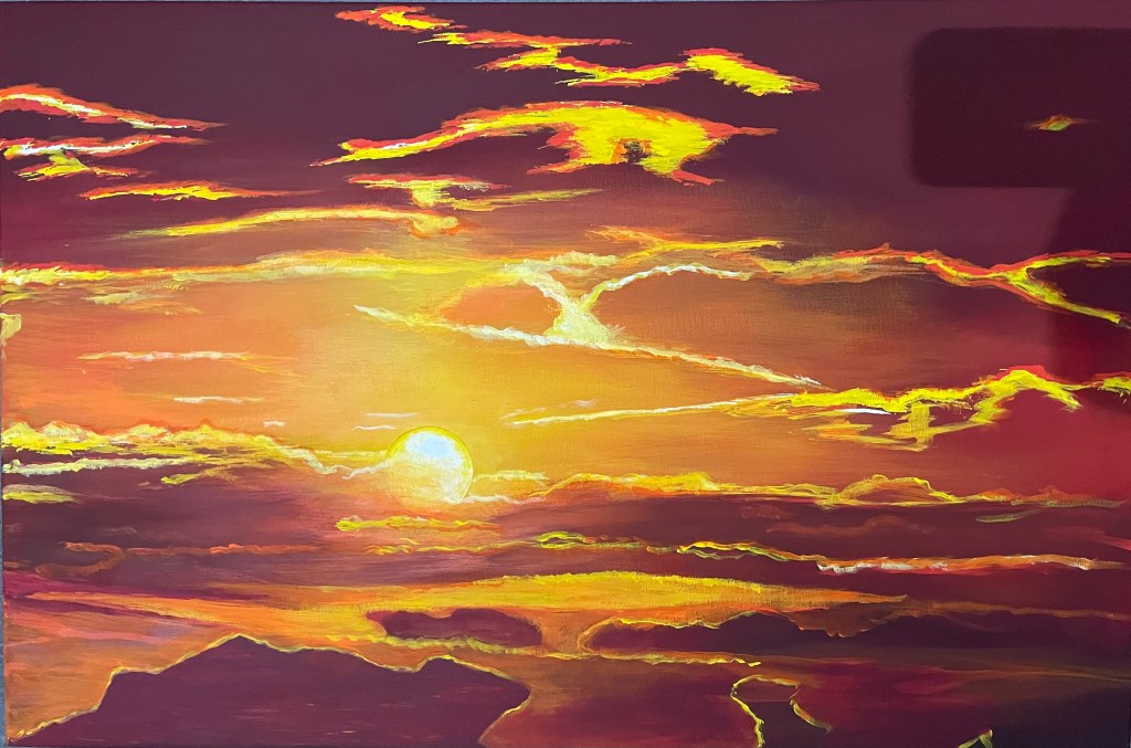 Vibrant Australian Sunset Painting: A Colorful Art Piece